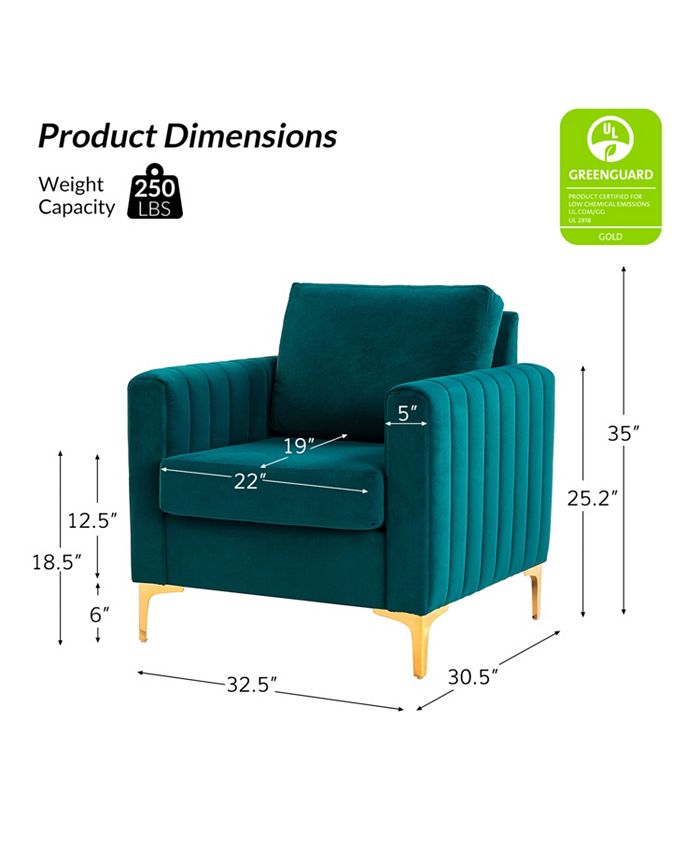 Hulala Home Velvet Tufted Arm Chair With Cushion back - Macy's