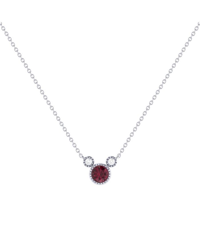 LuvMyJewelry Round Ruby Gemstone Round Natural Diamond 14K White Gold ...