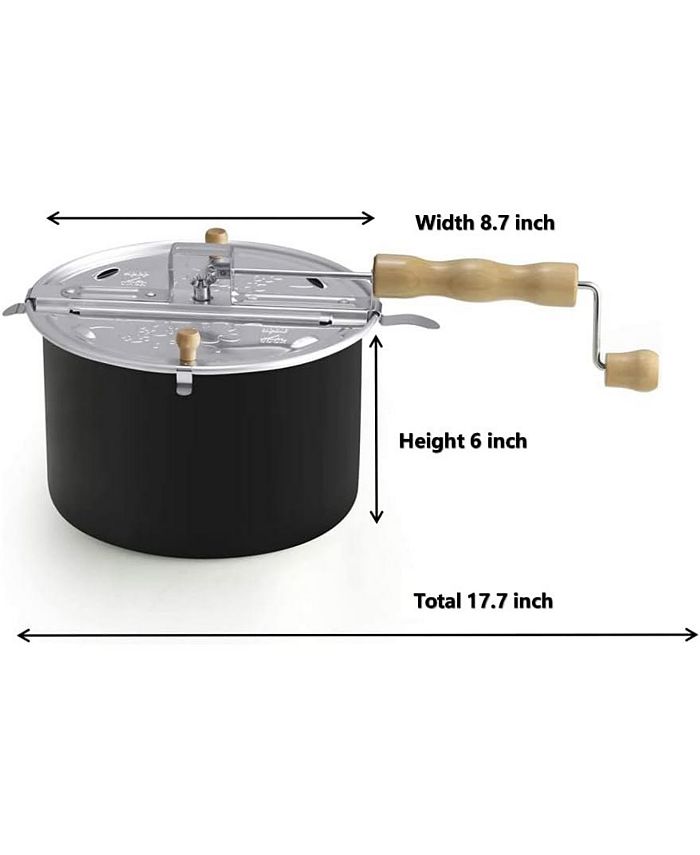 Cook N Home Stovetop Popcorn Popper with Crank, 6-Quart Aluminum ...