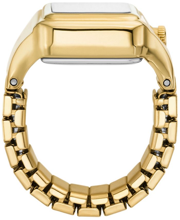 Fossil Women's Raquel Two-Hand Gold-Tone Stainless Steel Ring Watch ...