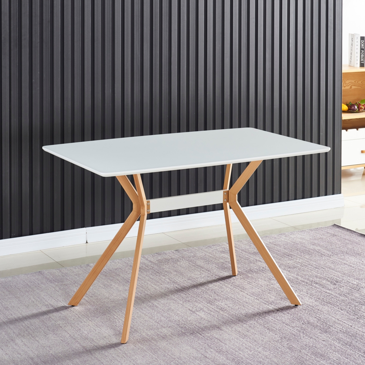 Click here for Simplie Fun Minimalist White Dining Table with Met... prices