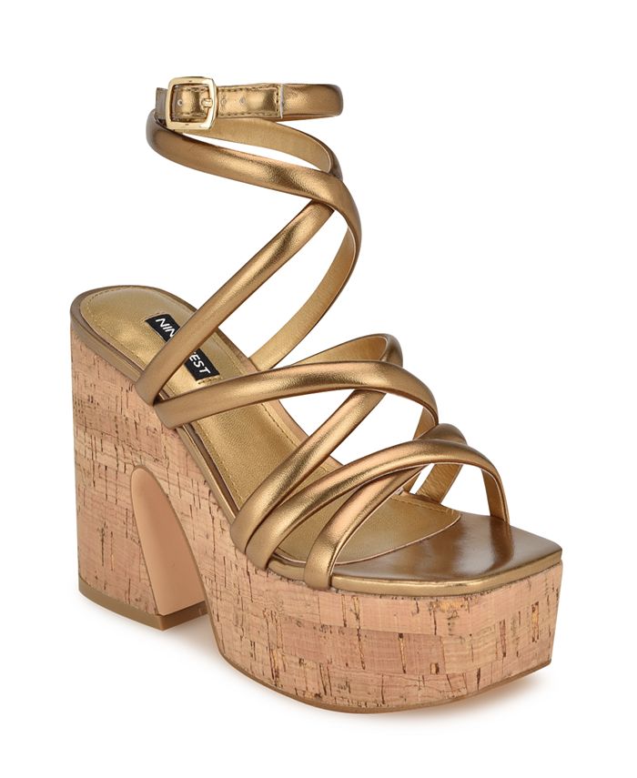 Nine West Women's Corke Strappy Square Toe Wedge Sandals - Macy's