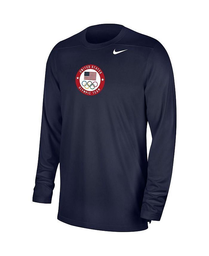 Nike Men's Navy Team USA UV Coach Long Sleeve Performance T-shirt - Macy's