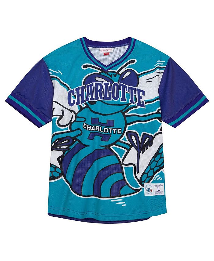 Mitchell & Ness Men's Teal Charlotte Hornets Jumbotron 3.0 Mesh V-Neck ...