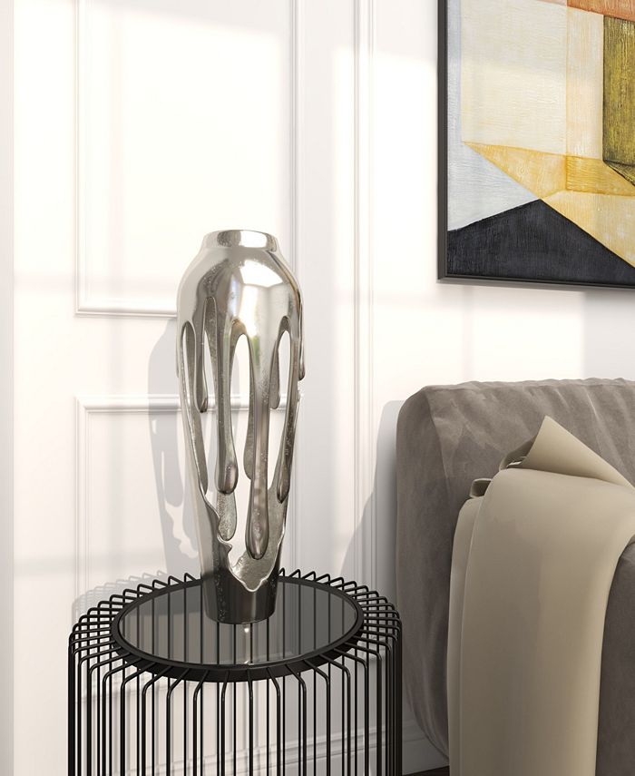 Rosemary Lane Aluminum Drip Vase with Melting Designed Body, 8" x 8" x ...