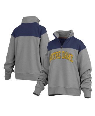 Women's Pressbox Gray Notre Dame Fighting Irish Avon Fleece Quarter-Zip ...