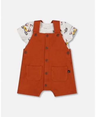 Deux par Deux Baby Boys Organic Cotton Onesie And Shortall Set Heather ...