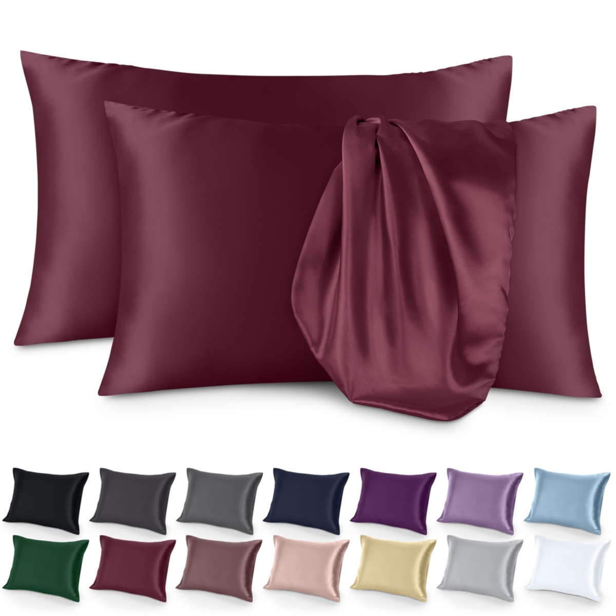 Click here for Bare Home Satin Pillowcases King - Burgundy prices