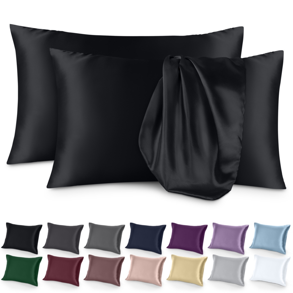 Click here for Bare Home Satin Pillowcases King - Black prices