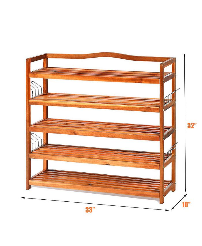 Slickblue 5-Tier Wood Large Shoe Rack Holds up 12-18 Pairs - Macy's
