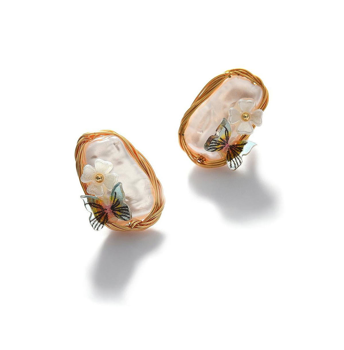 Click here for Sohi Womens White Butterfly Stud Earrings - White prices