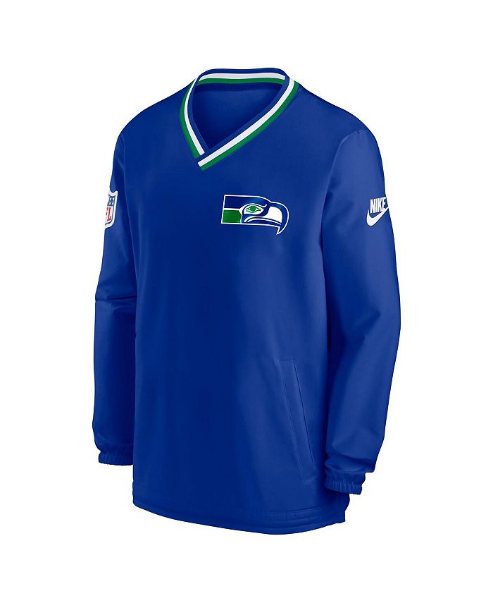 Nike Men's Royal Seattle Seahawks Throwback V-Neck Pullover Windbreaker ...