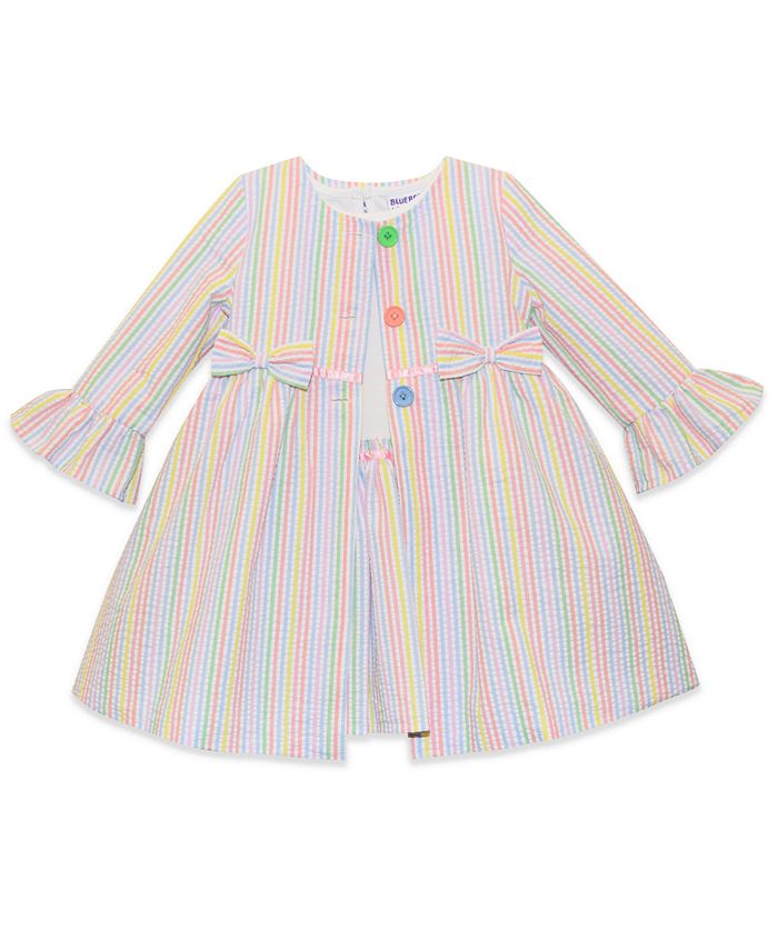 Blueberi Boulevard Baby Girls Multi Colored Seersucker Coat Dress Set ...