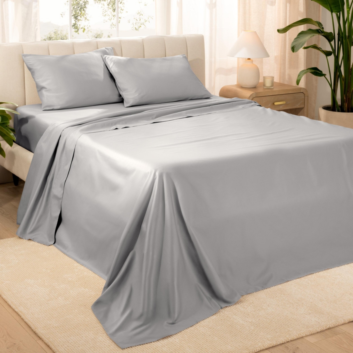 Click here for Bare Home Sateen Sheet Set - Light grey prices