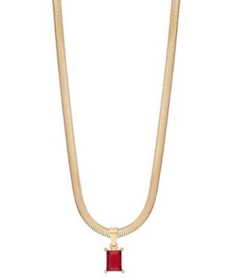 Simply Rhona Ruby Stone Herringbone Chain Necklace In 18K Gold Plated Stainless Steel Macy s