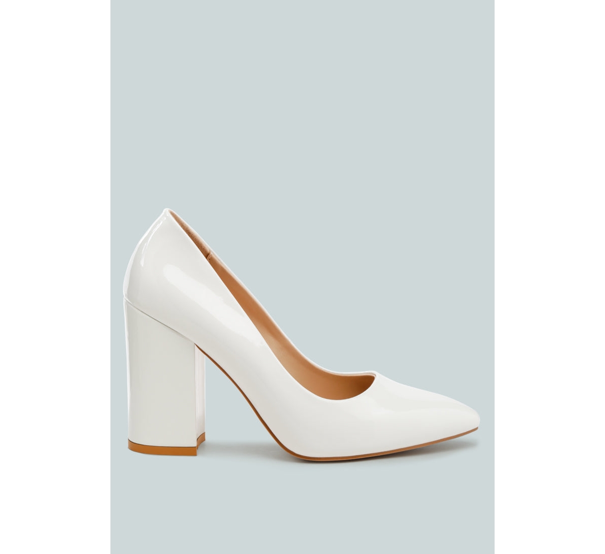 Click here for Kamira Patent Faux Leather Block Heel Pumps - Whit... prices