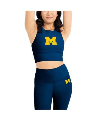 Women's Kadi Brand Navy Michigan Wolverines Buttery Soft Midi Bra and ...