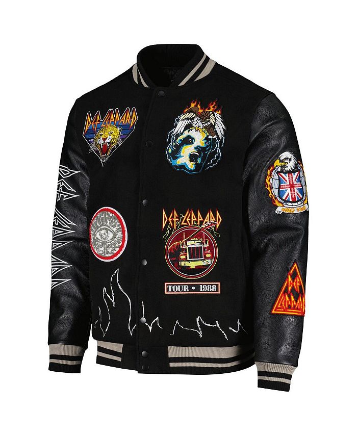 Reason Men's and Women's Black Def Leppard Hysteria Tour Varsity Full ...