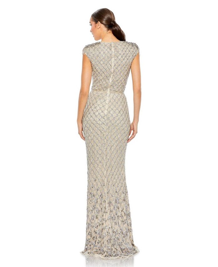 Mac Duggal Women's Embellished Crystal Cap Sleeve Column Gown - Macy's