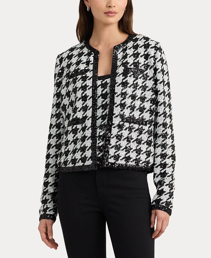 Lauren Ralph Lauren Women's Sequin Houndstooth Blazer - Macy's