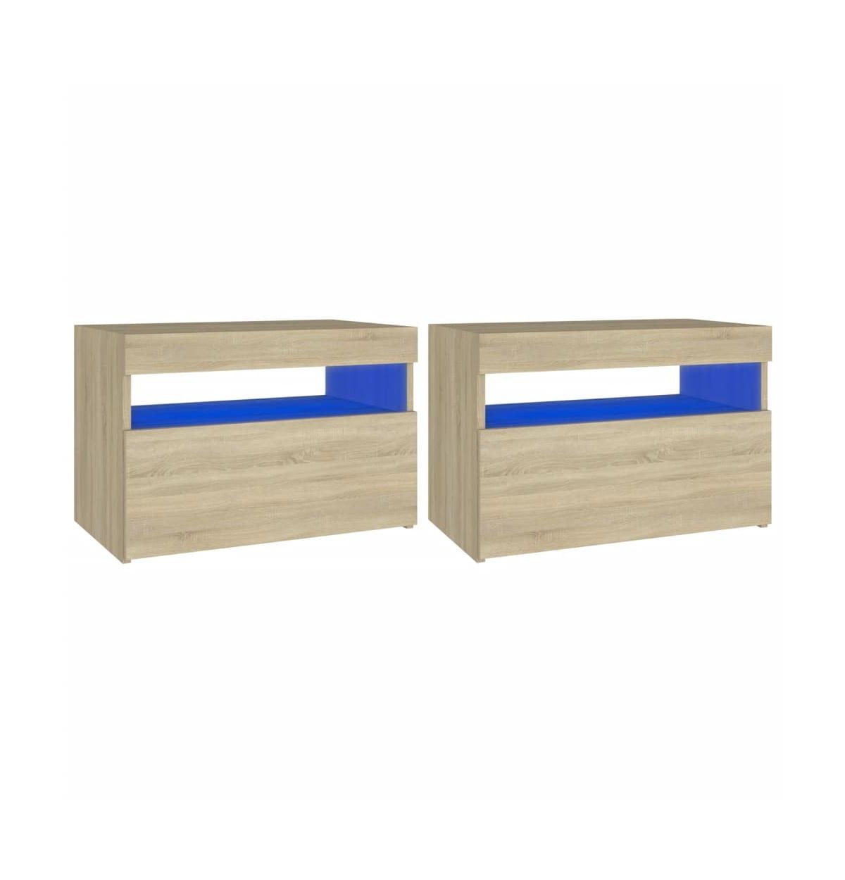 Click here for Bedside Cabinet & Led Lights 2 pcs Sonoma Oak 23.6... prices