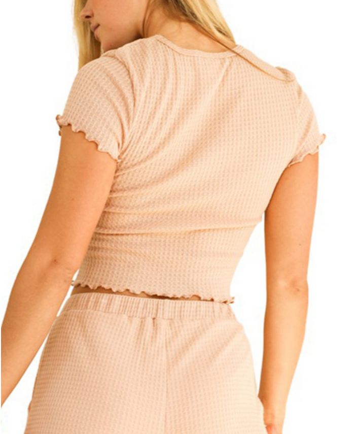 Dippin' Daisy's Strut Waffle Crochet Short Sleeve Crop Top - Macy's