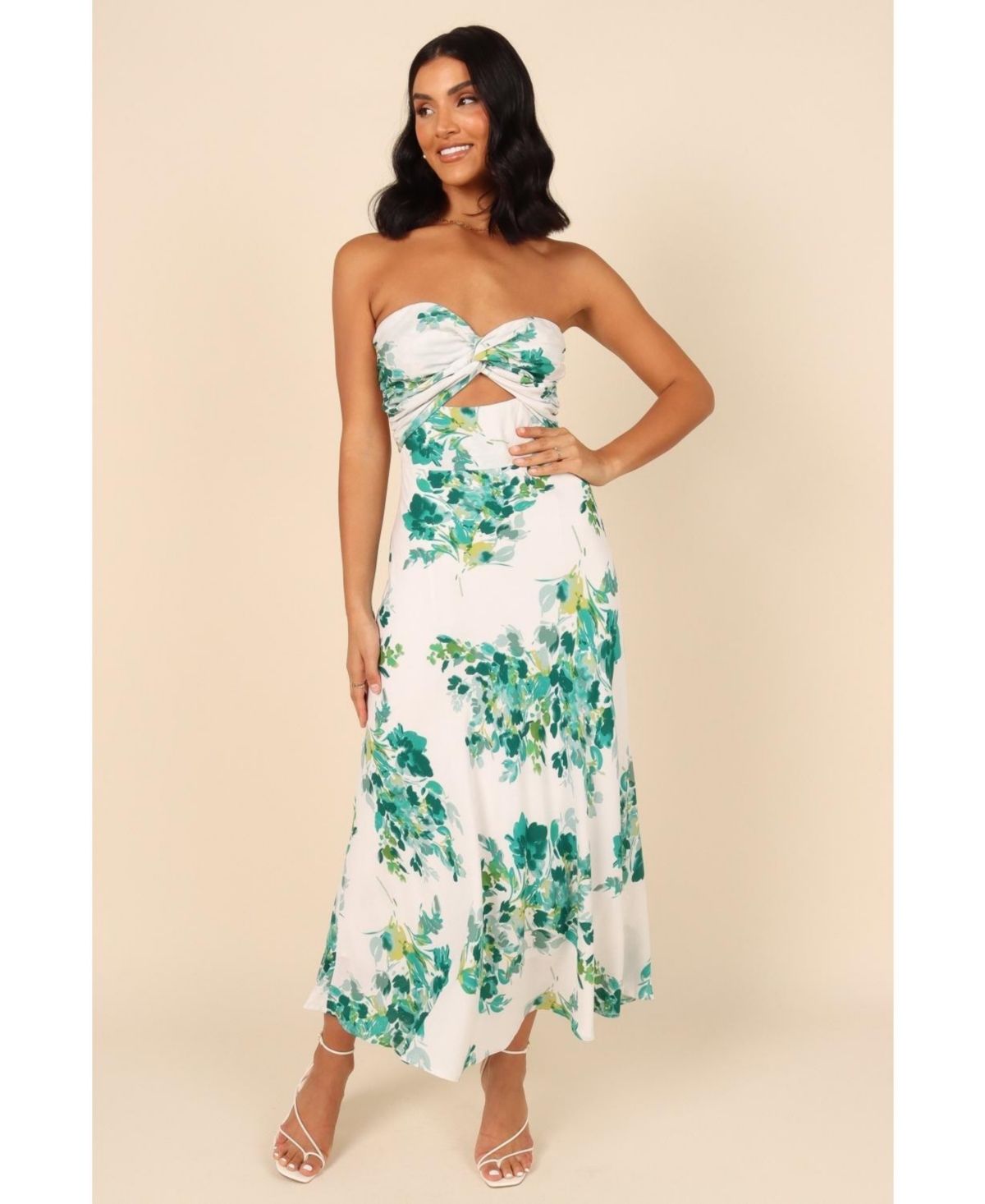 Petal and Pup Plus Size Teagan Strapless Midi Dress - Green floral