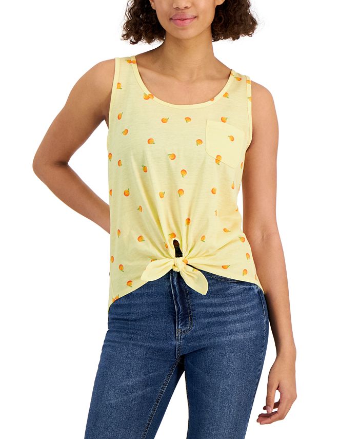 Rebellious One Juniors' Oranges Tie-Front Tank Top - Macy's