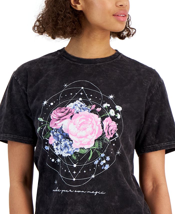 Rebellious One Juniors' Cotton Roses Boyfriend Tee - Macy's