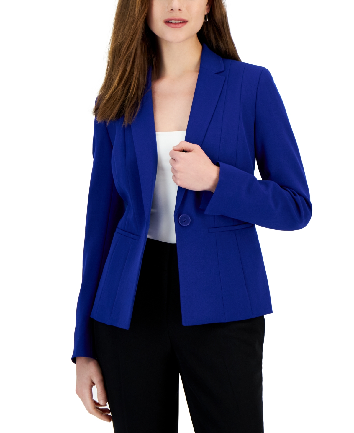 Click here for Kasper Crepe One-Button Blazer - Royal Signature prices