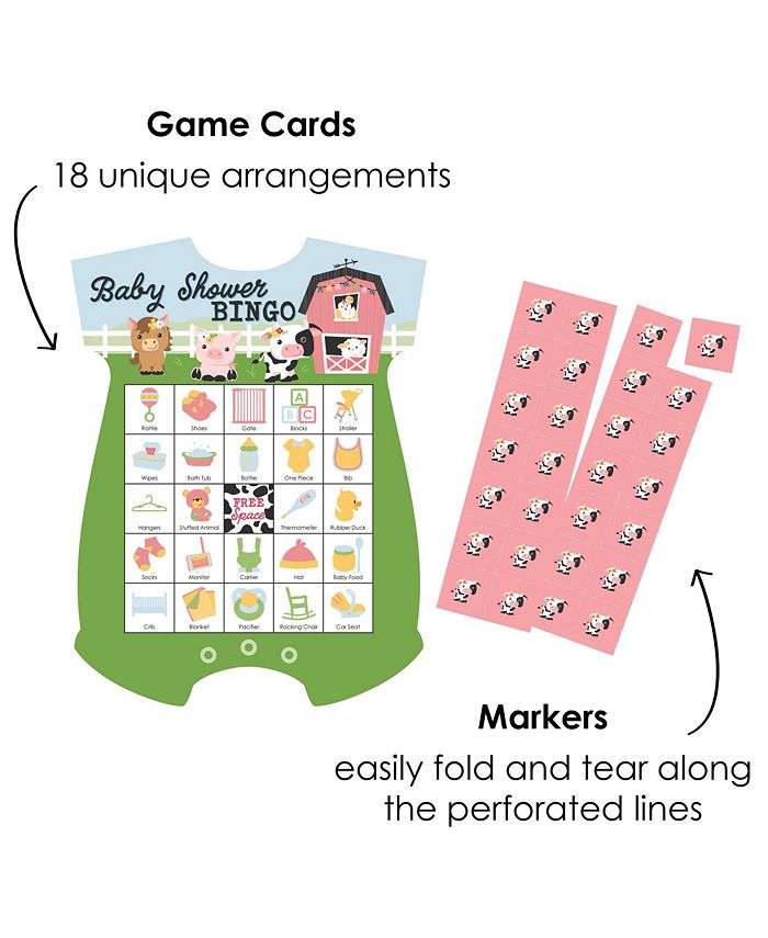 Big Dot of Happiness Girl Farm Animals - Pink Barnyard Baby Shower ...