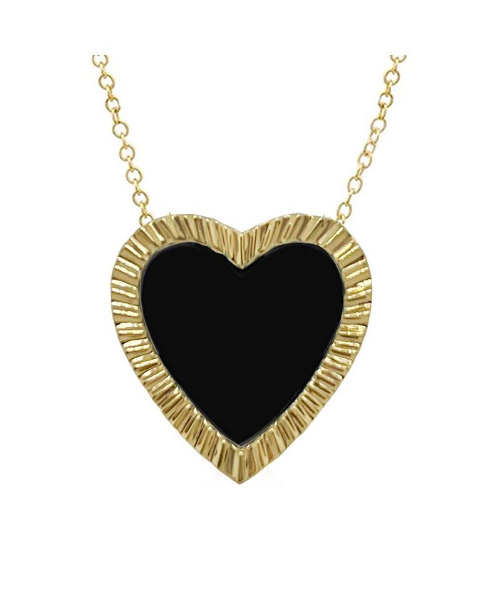 Alev Jewelry AJ by ALEV Fluted Outline Stone Heart Necklace - Macy's