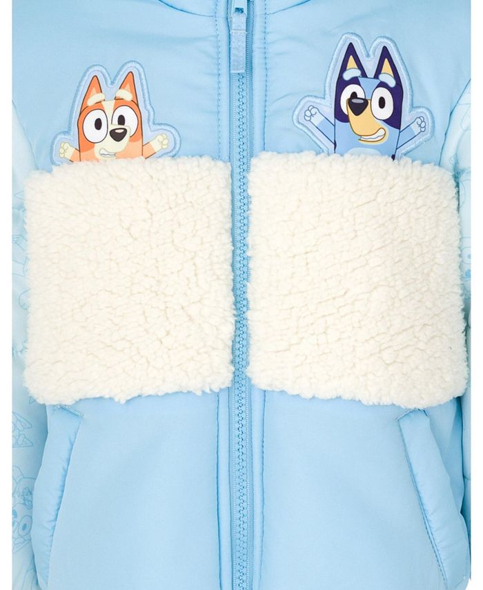 Bluey Bingo Girls Zip Up Winter Puffer Jacket Toddler |Child - Macy's