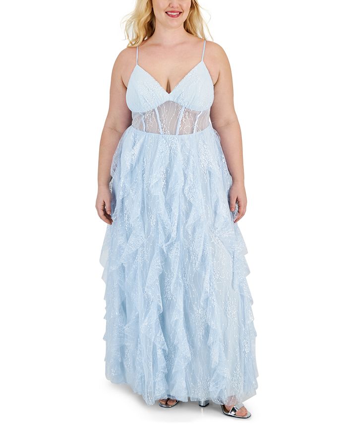 pear culture Trendy Plus Size Lace Petal Corset Dress - Macy's