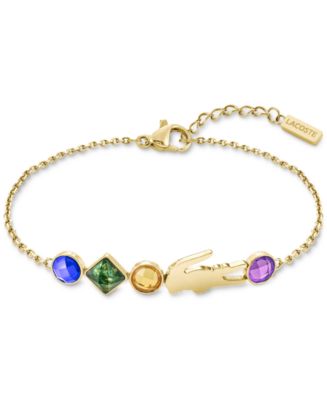 Lacoste Gold-Tone Deva Multicolor Stone Charm Bracelet - Macy's