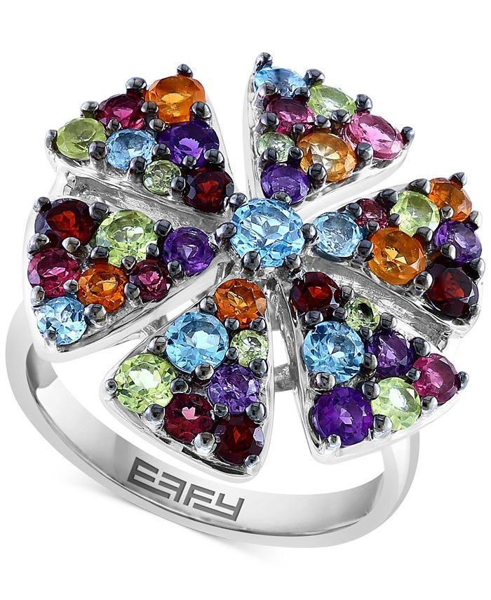 EFFY Collection EFFY® Multi-Gemstone Flower Ring (3 ct. t.w.) in ...