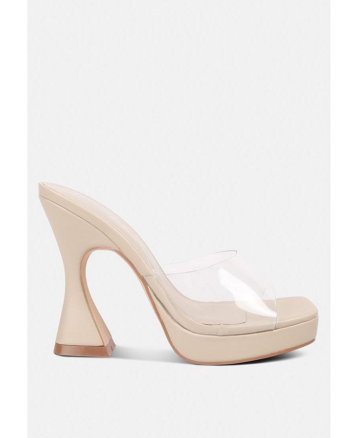 London Rag Women's Sky-high Clear Strap Block Heel Sandals - Macy's