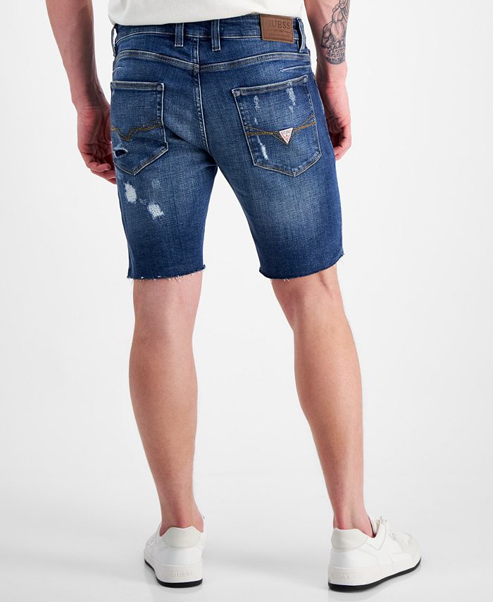 GUESS Logan Distressed 9" Denim Shorts - Macy's