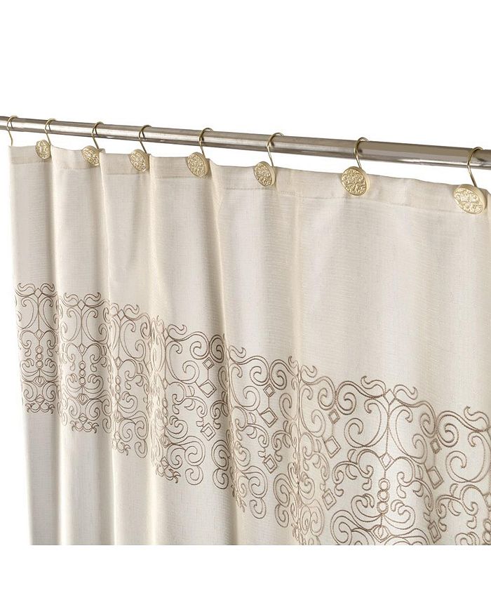 Creative Scents Shannon Beige Fabric Boho Shower Curtain With Liner