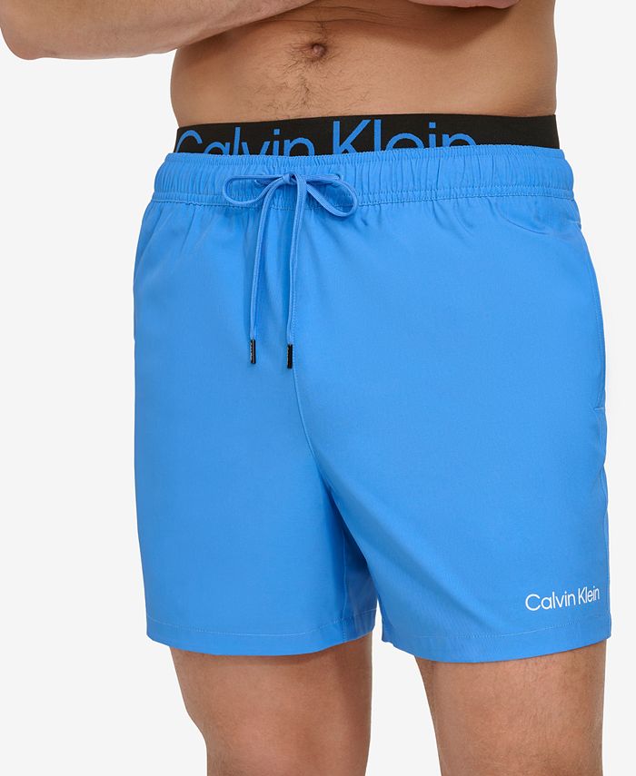 Calvin Klein Men's Logo Elastic Waist Modern Euro 5" Volley Swim Trunks ...