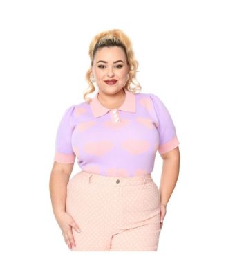 Unique Vintage Plus Size Collared Short Sleeve Prim & Pretty Sweater ...