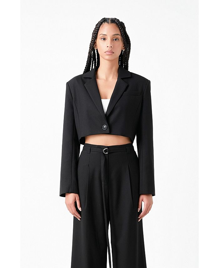 Grey Lab Women's Oversized Cropped Blazer - Macy's