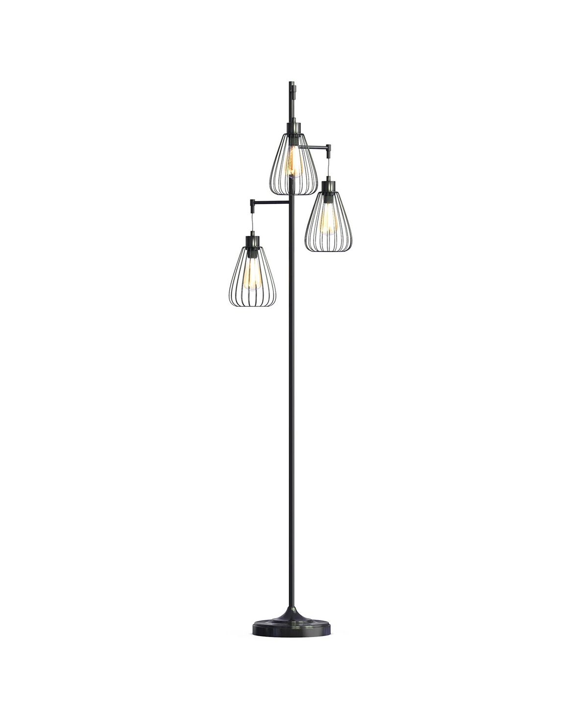 Click here for 67 inch Industrial 3 - Light Floor Lamp Tree - Bla... prices