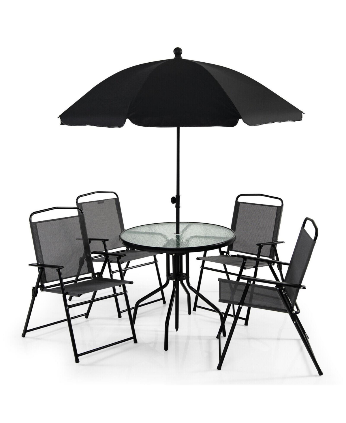Click here for 6 Pieces Patio Dining Set Folding Chairs Glass Tab... prices