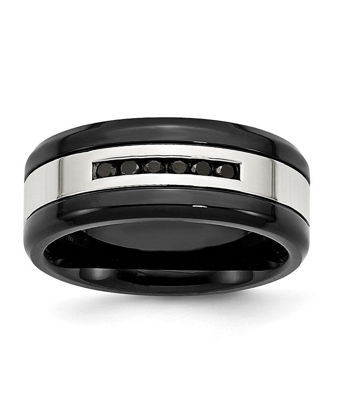 Chisel Stainless Steel Black Cubic Zirconia Band Ring - Macy's