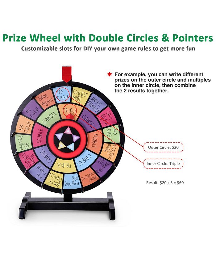 WinSpin 15" Tabletop Editable Color Prize Wheel 2 Circles 2 Pointers ...