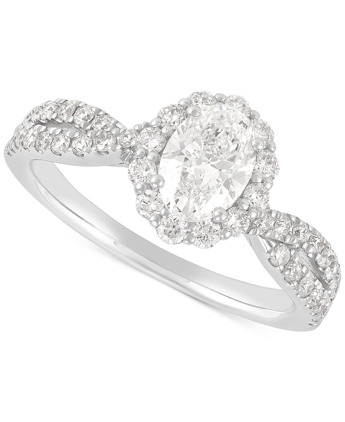 Click here for Diamond Oval Halo Twist Shank Engagement Ring (1-1... prices