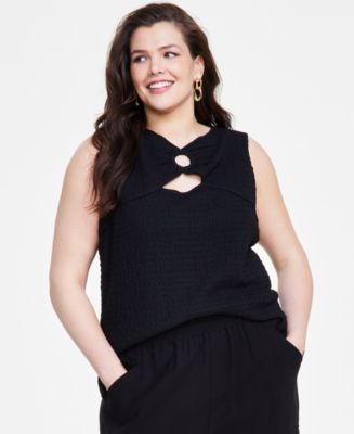 I.N.C. International Concepts Plus Size Textured O-Ring Top, Created ...