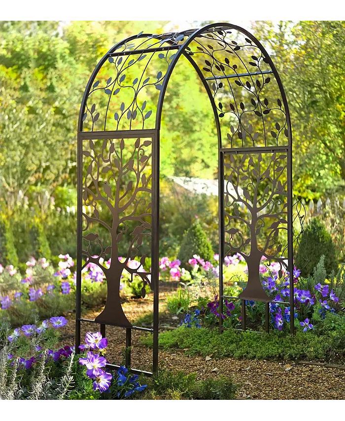 Evergreen Metal Arched Garden Arbor with Tree of Life Design - Macy's