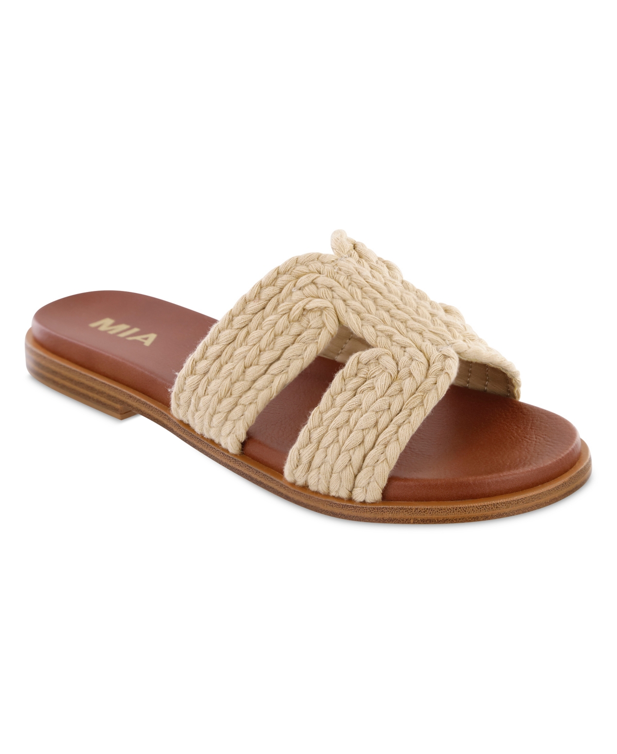 Click here for Mia Womens Poet Flat Slide Sandals - Natural prices